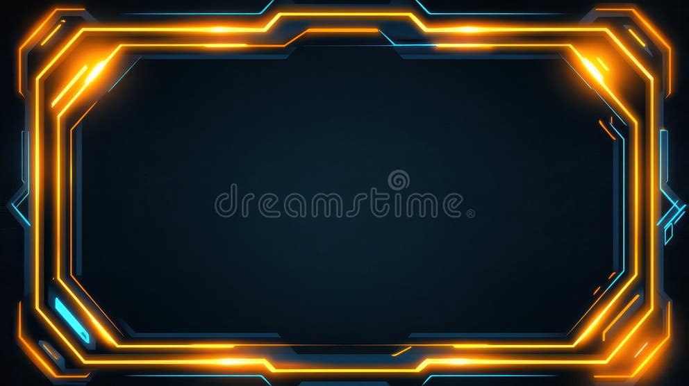 Futuristic Tech Frame with Glowing Orange and Blue Accents on Dark ...