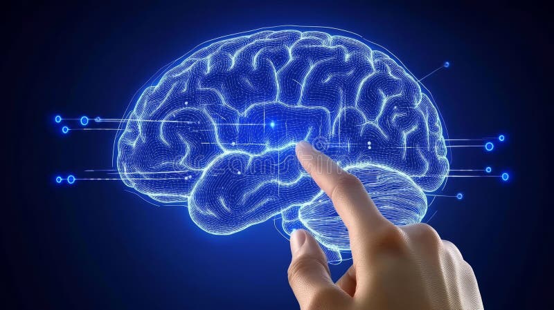 Futuristic Tech, Holographic Brain. Exploring the Human Mind Stock ...