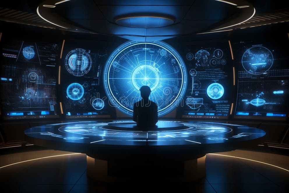 Futuristic Tech: Holographic Interface in Science Lab Stock ...