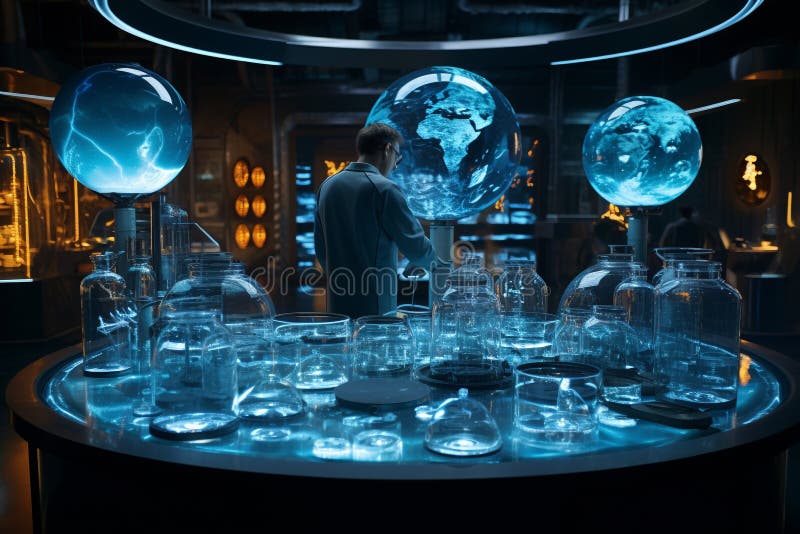 Futuristic Tech: Holographic Interface in Science Lab Stock ...