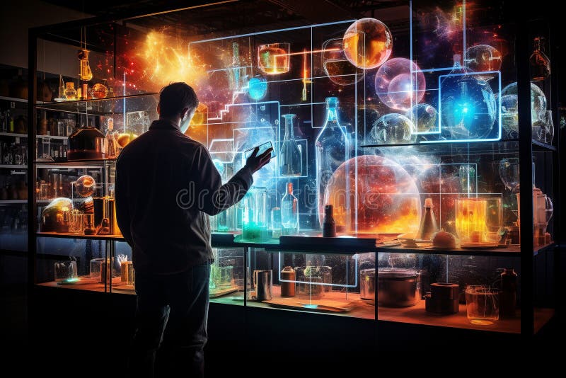 Futuristic Tech: Holographic Interface in Science Lab Stock ...