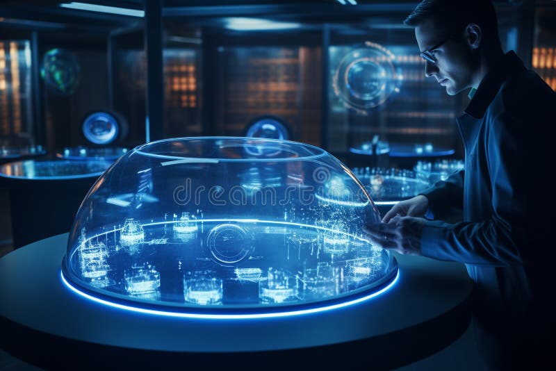 Futuristic Tech: Holographic Interface in Science Lab Stock ...