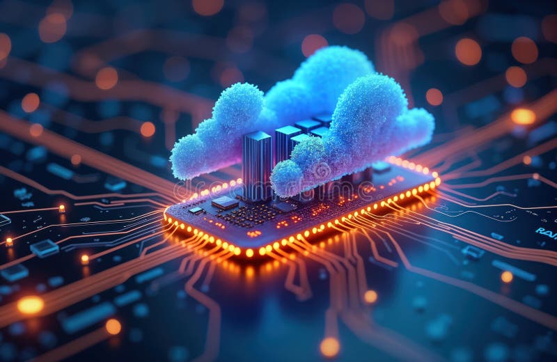Futuristic Tech Image Shows Cloud Computing Transfer of Big Data on ...