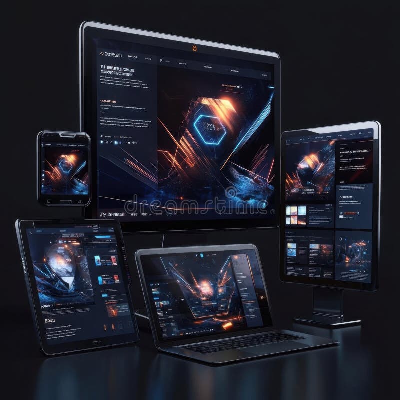 Futuristic Tech Interface Design, Abstract Shapes and Glowing Lines ...