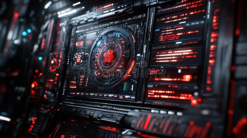 Futuristic Tech Interface: Red & Black Stock Illustration ...