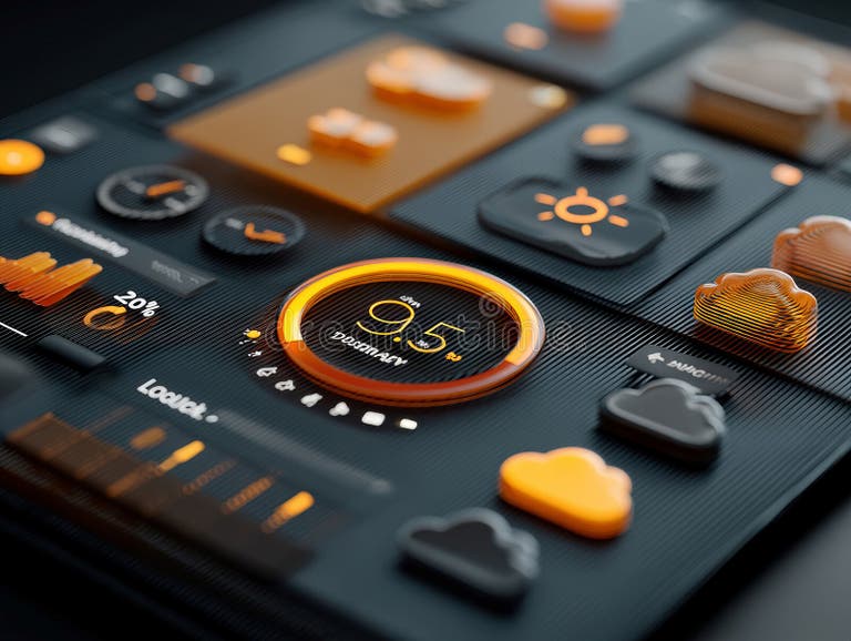 A Futuristic Tech Interface, Sleek Design with Orange Accents, Dynamic ...