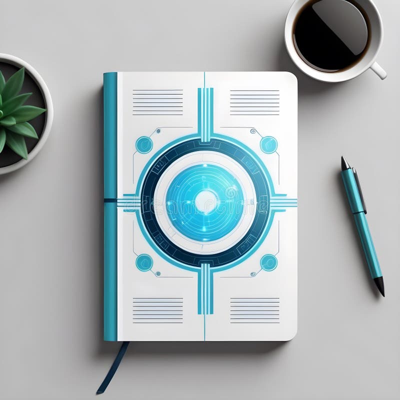 Futuristic Tech Journal Mockup in Clipart Style Stock Illustration ...