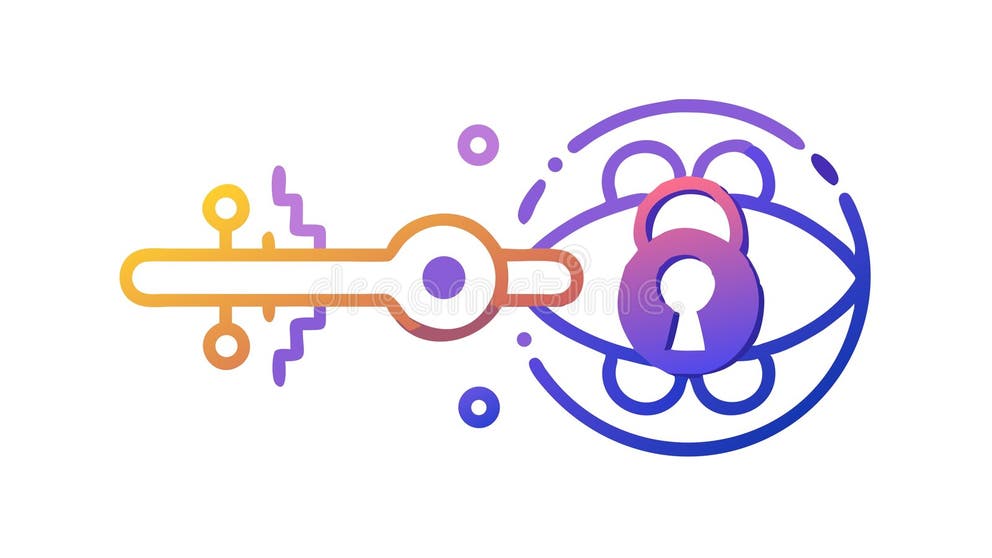 A Futuristic Tech Key Logo with Data Points and Network Lines. Vector ...