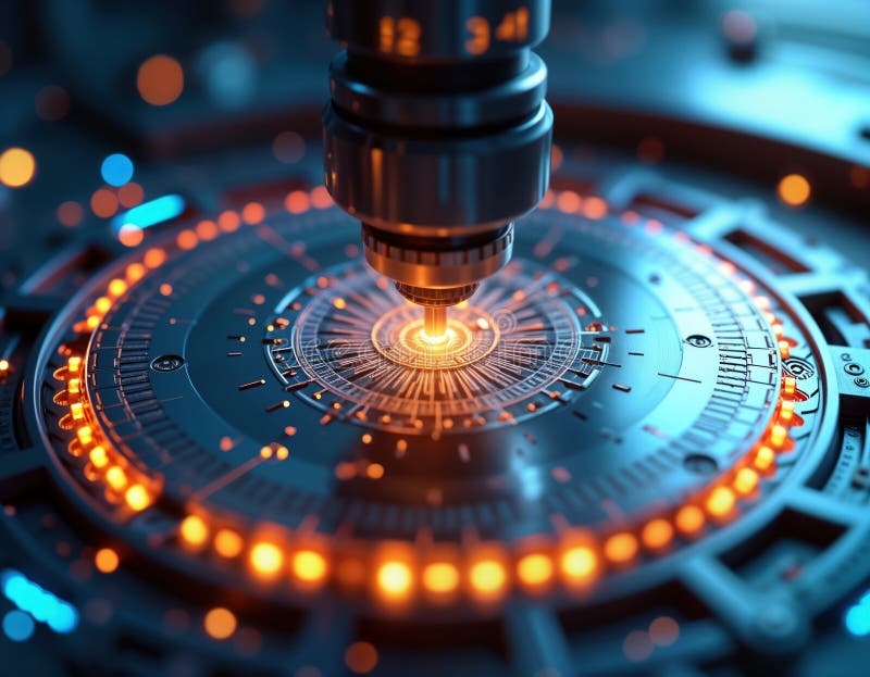 Futuristic Tech Manufacturing Process. High-tech Robotic Arm Performs ...