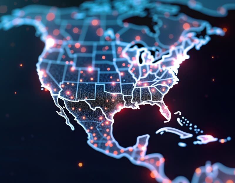 North America Map Cities Stock Illustrations – 7,744 North America Map ...