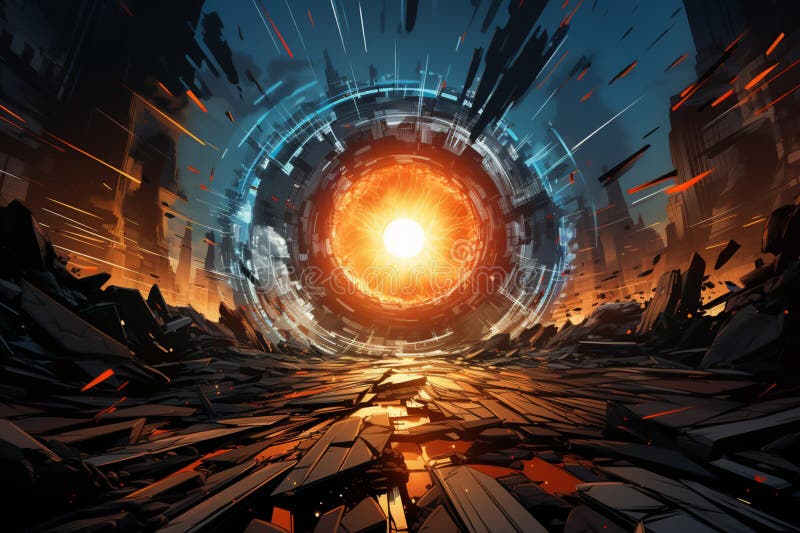 Futuristic Tech Marvel Flat Comic Style Abstract Depiction of Advanced ...