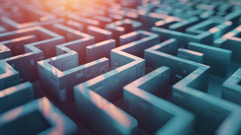 Futuristic Tech Maze Symbolizing Complex Path To Career and Success ...
