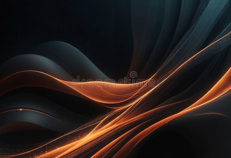 Futuristic Tech Orange Halftones and Smooth Waves Abstract Background- Geometric Vector Design ...