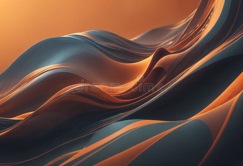 Futuristic Tech Orange Halftones and Smooth Waves Abstract Background- Geometric Vector Design ...