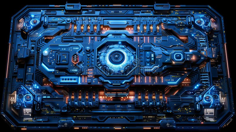 Futuristic Tech Panel with Glowing Lights, Sci-Fi Interface Stock ...