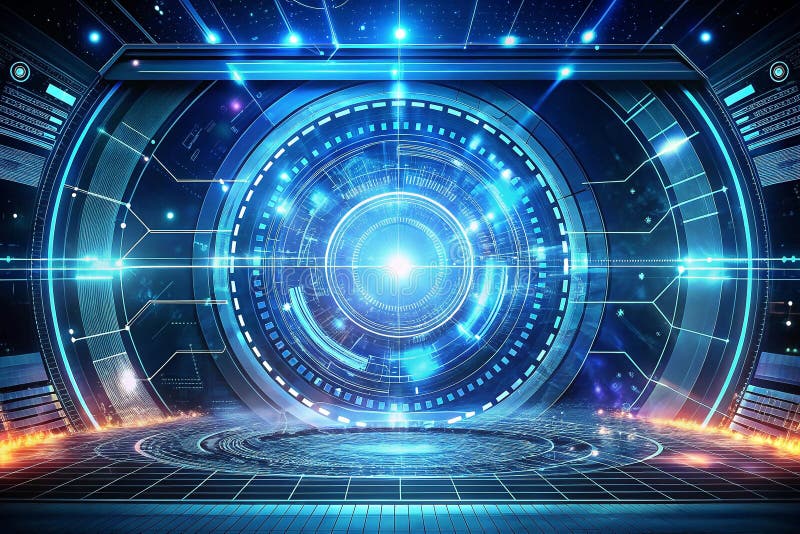 Futuristic Tech Portal Glowing Display Stock Illustration ...