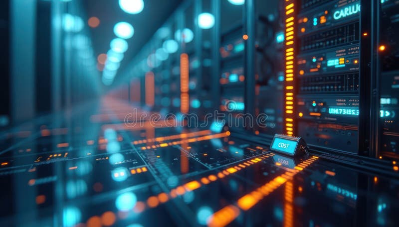 Futuristic Tech Server Room. Modern Cloud Services. Cost-efficient it ...