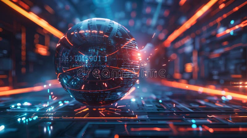 Hi-tech Sphere Computer Technology on the Blue Background Stock Vector ...