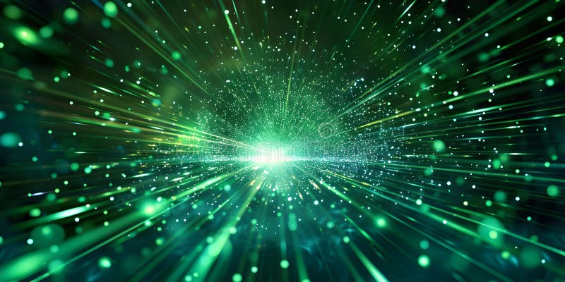 Futuristic Tech Themes: Vibrant Burst of Green and Blue Light. Concept ...