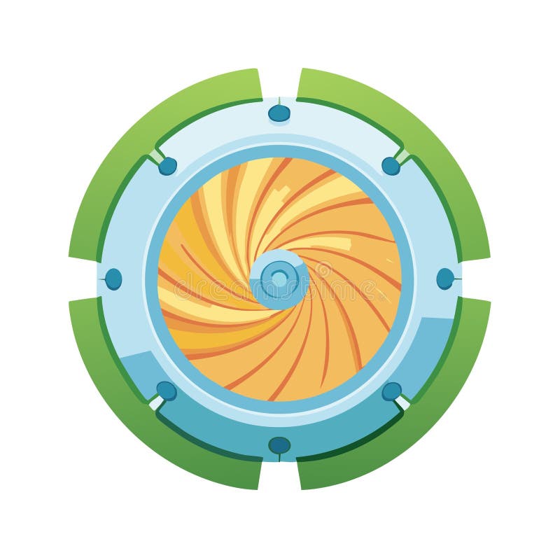 Futuristic Tech Turbine Vector Illustration Spinning Blades Energy ...