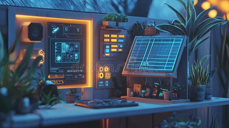 Futuristic Tech Workspace Home Office Digital Setup Indoor Close-up ...