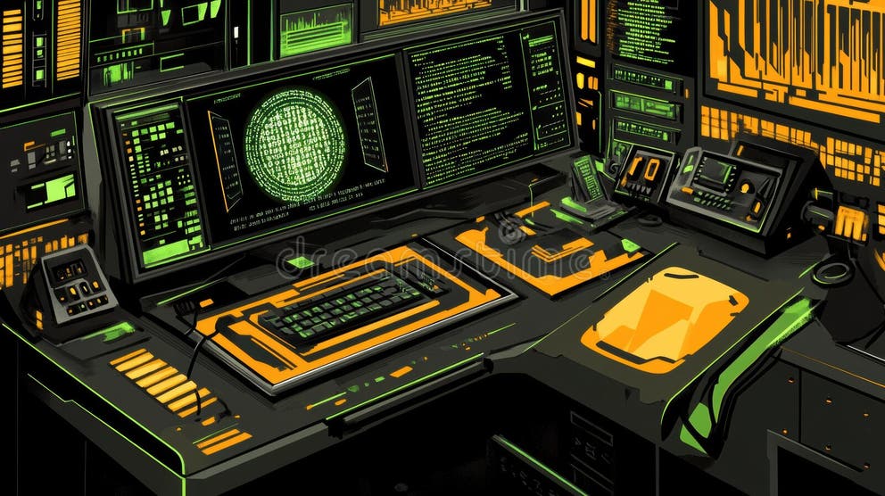 Futuristic Tech Workstation Stock Illustration - Illustration of ...