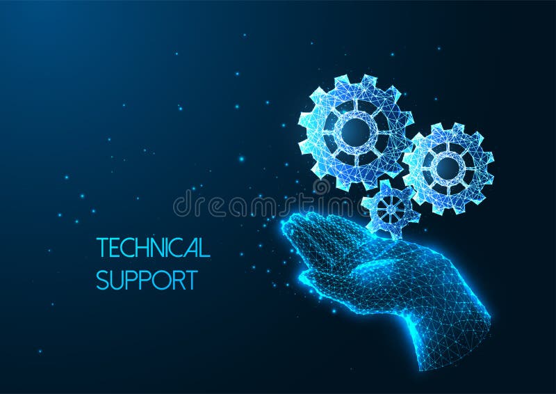 Futuristic Technical Support Concept with Glowing Low Polygonal Hand ...