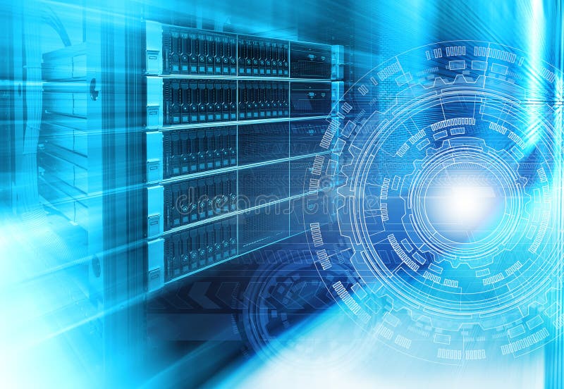 Futuristic Techno Design on Background of Fantastic Supercomputer Data ...