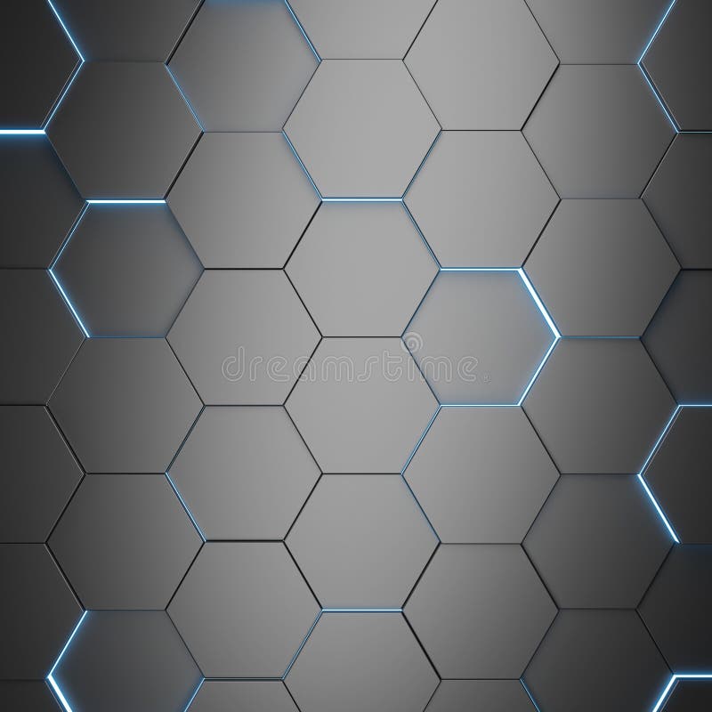 Futuristic and Technological Hexagonal Background. 3d Rendering Stock Illustration ...