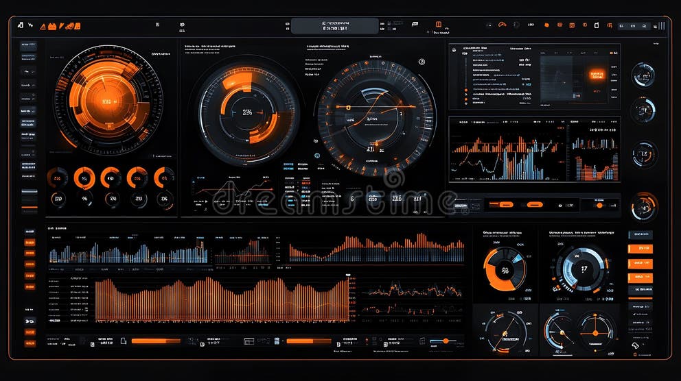 Futuristic Technological Interface Displays Data Analytics Graphs Stock Illustration ...