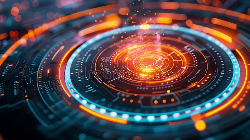 Futuristic Technological Interface Showing Rotating Energy Flowing ...