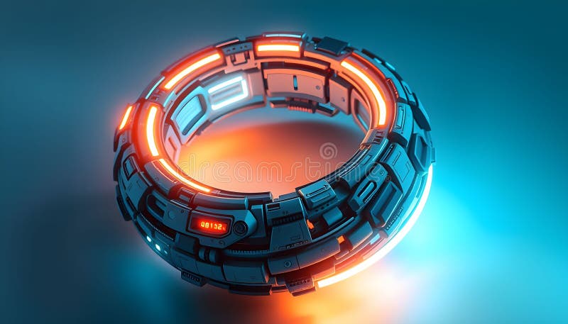 Futuristic Technological Ring with Glowing Neon Lights Stock ...