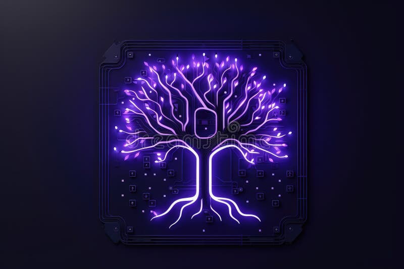 Futuristic Technological Tree, in Black Background, Generative Ai Stock ...