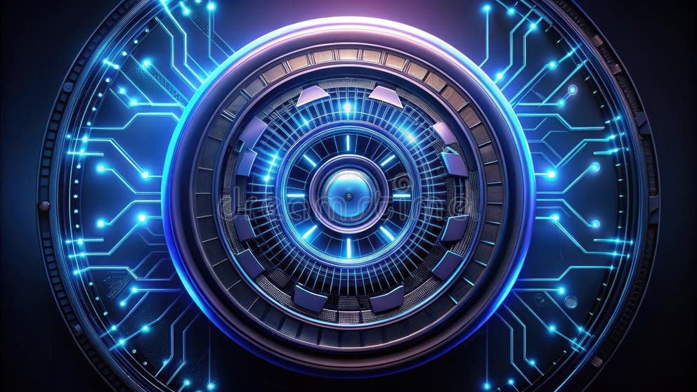 Futuristic Technological Wheel with Illuminated Circuitry, Representing ...