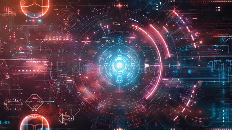 Futuristic Technology Abstract Background with Glowing Lights, Circuits ...