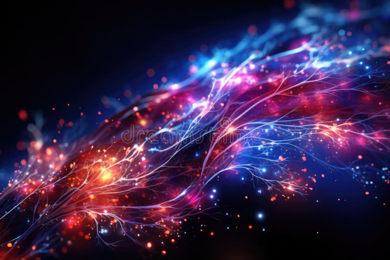 Futuristic Technology Abstract Background with Glowing Particles Stock ...