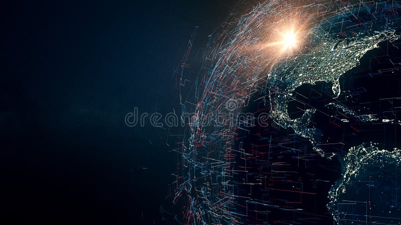 Futuristic Technology Abstract Illustration of Digital World with Light ...