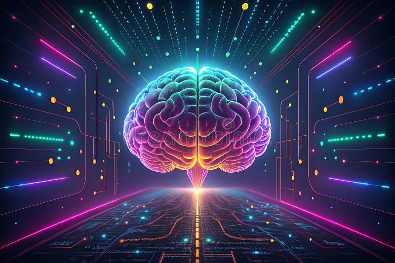 Futuristic Technology Ai Design with Brain Stock Image - Image of ...