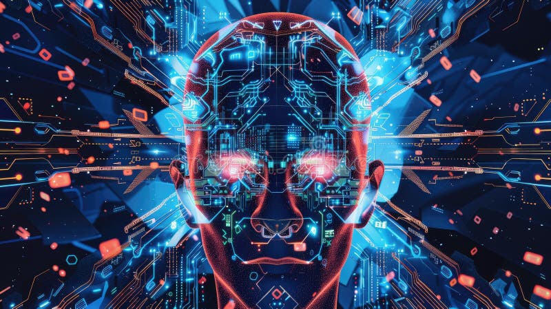 Futuristic Technology AI Interface an Illustration of Digital Circuitry ...