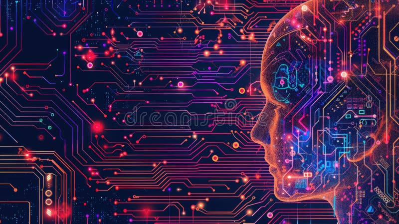 Futuristic Technology AI Interface an Illustration of Digital Circuitry ...