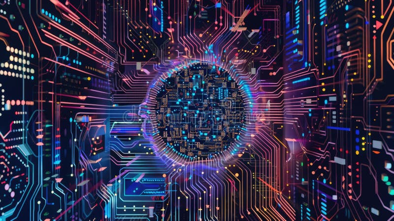 Futuristic Technology AI Interface an Illustration of Digital Circuitry ...