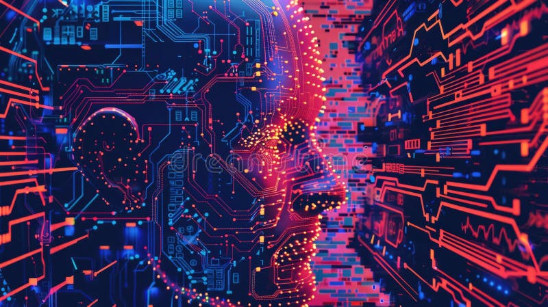 Futuristic Technology AI Interface an Illustration of Digital Circuitry ...