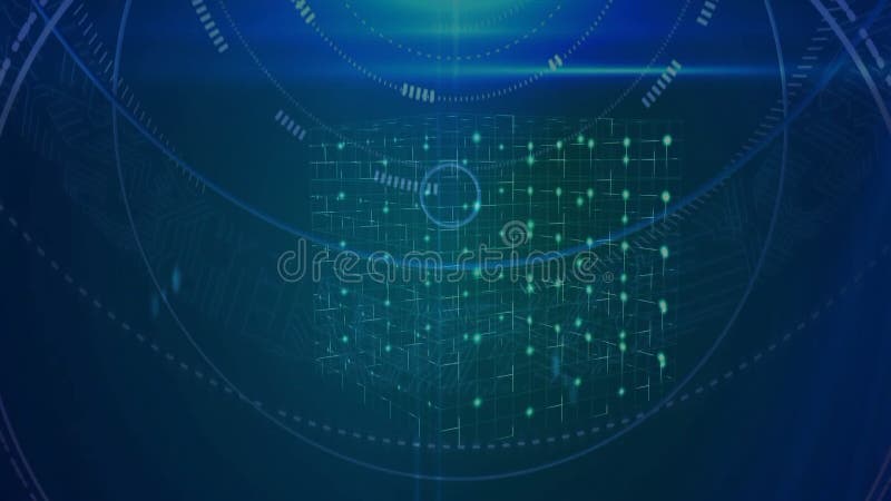 Futuristic Technology Animation with Digital Grid and Data Points Stock ...