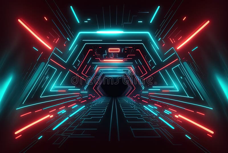 Futuristic Technology Backdrop of Space Station Themed Neon Light ...