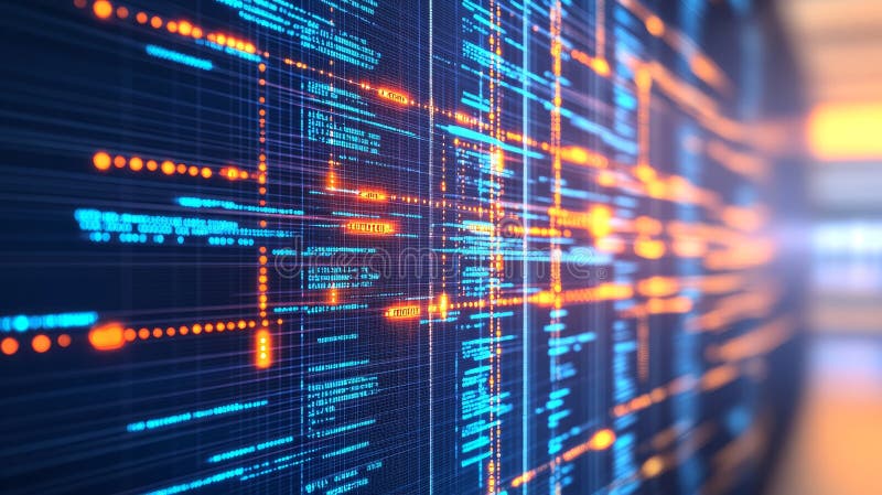 Futuristic Technology Background, Big Data Flow, Information Stream ...