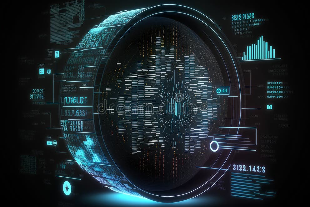 Futuristic Technology Background with Binary Code. 3d Rendering Toned Image Stock Illustration ...