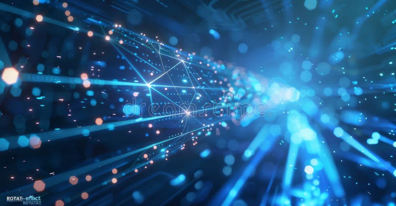 Futuristic Technology Background Blue Light Beams Particle Effects ...