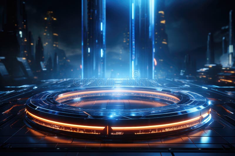 Futuristic Technology Background, Circle Geometric. Generative AI Stock ...