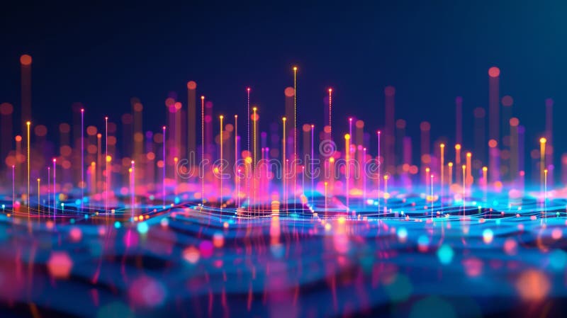 Futuristic Technology Background, Colorful Data Dots Connected with ...