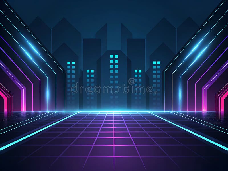Futuristic Technology Background Featuring Neon Lights and Dark ...
